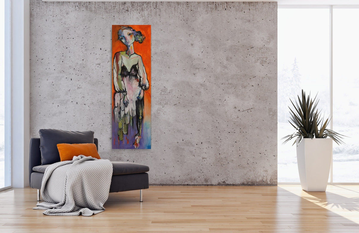 Original oil painting feminine figure loose gestural bold color style ...