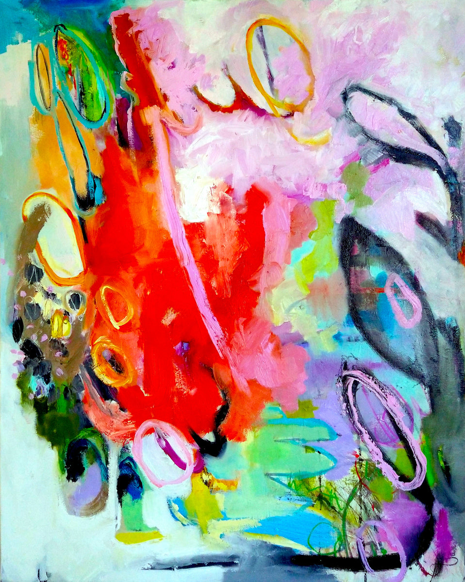 Original oil painting feminine figure loose gestural bold color style ...